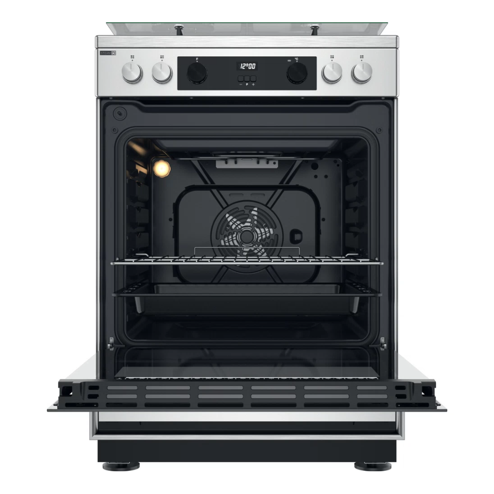 CUISINIERE WHIRLPOOL 4 FEUX 60CM GAZ FOUR ELECTRIQUE INOX