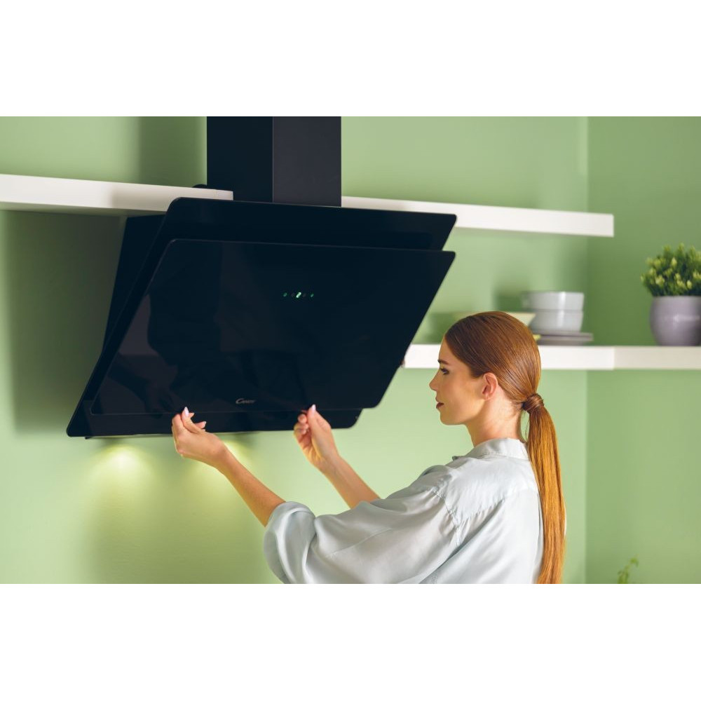 HOTTE CANDY 90CM EN VERRE NOIR