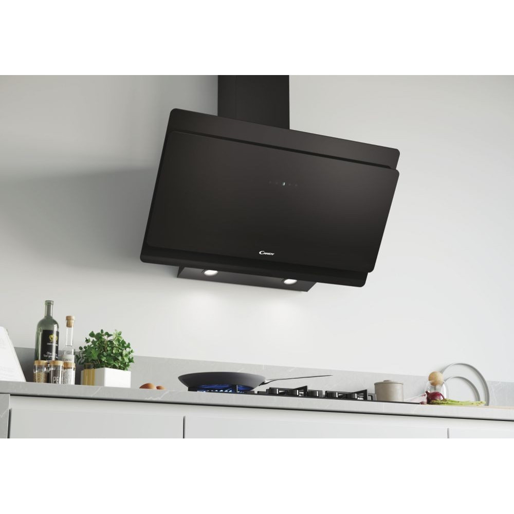 HOTTE CANDY 90CM EN VERRE NOIR