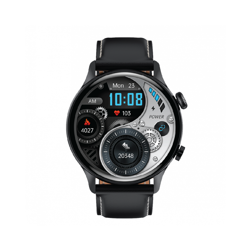 MONTRE CONNECTÉE ORYX CEINTURE NOIR EN CUIRE FRAME NOIR