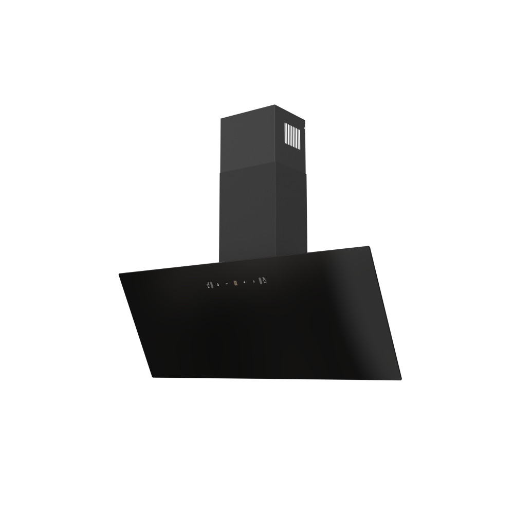 HOTTE SCHNEIDER DECORATIVE 90CM EN NOIR AVEC BLACK GLASS MOVABLE PANEL
